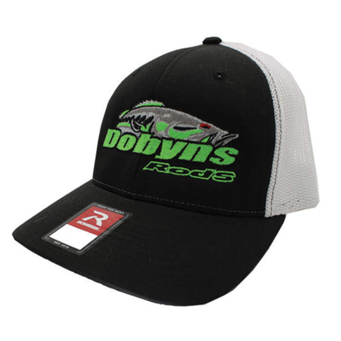 FlexFit Black with White mesh Green logo - Dobyns Rods